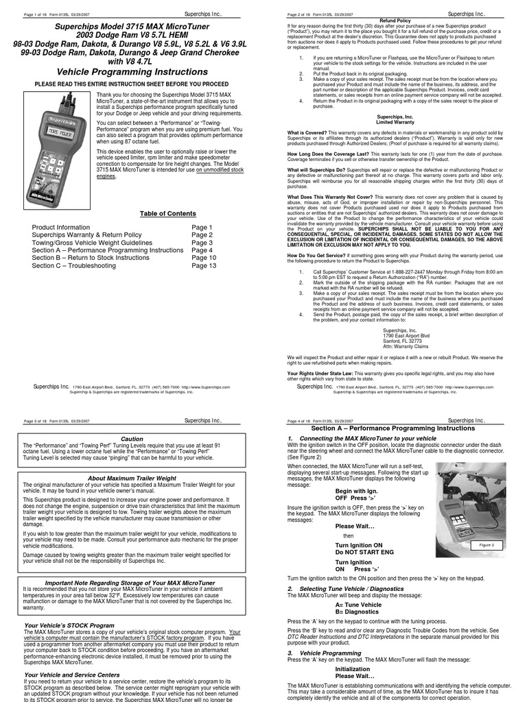 Dodge & Jeep Superchips Tuner Guide | PDF | Receipt | Dodge