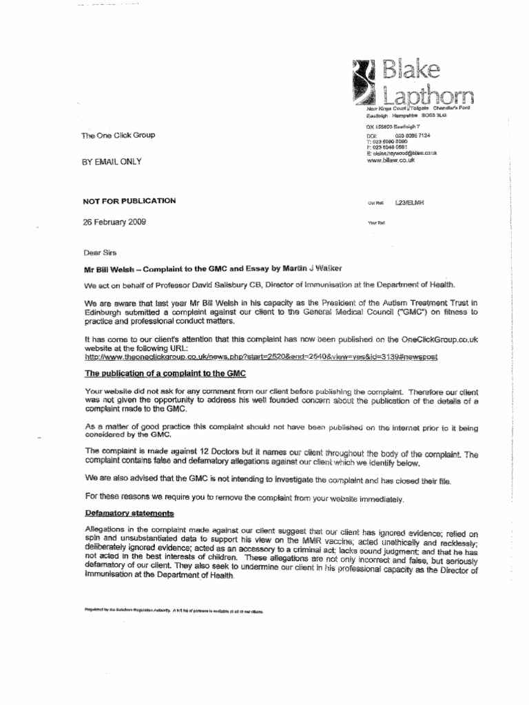 Salisbury Solicitor Letter | PDF | Complaint | Government