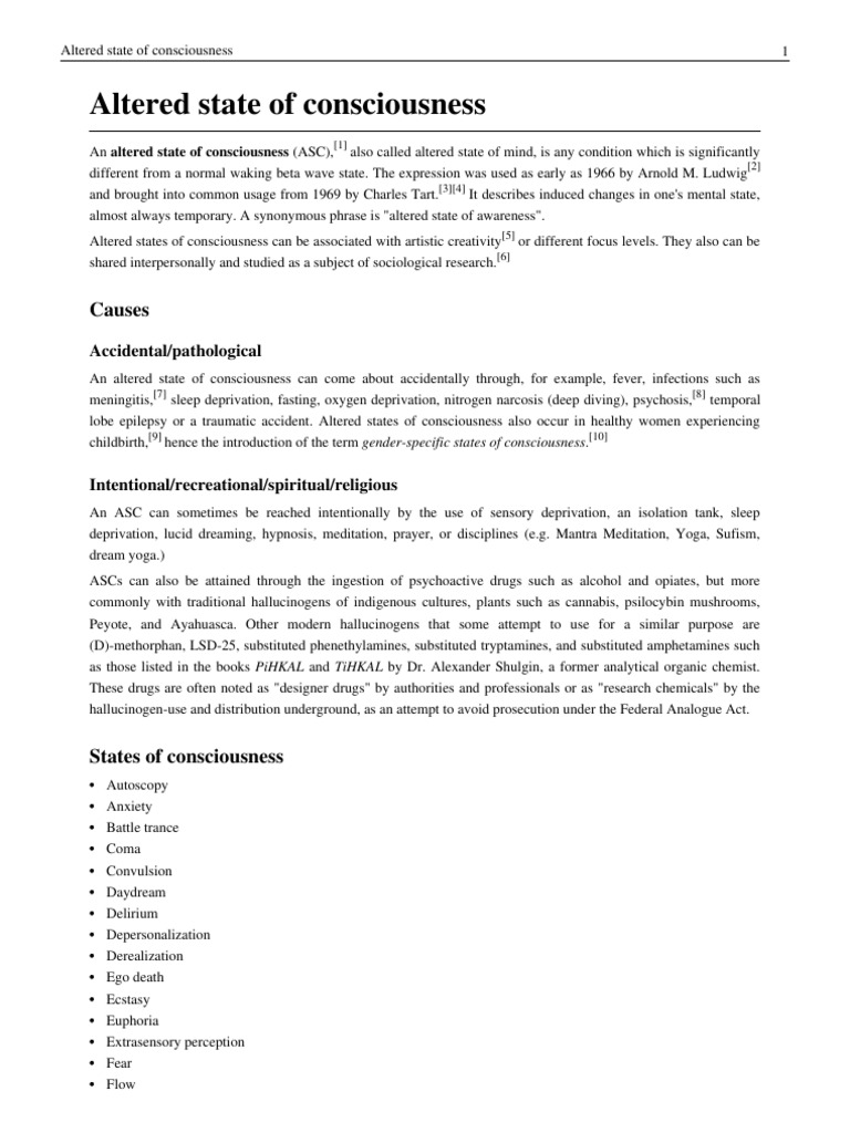 Altered State of Consciousness | Earth & Life Sciences | Neuroscience ...