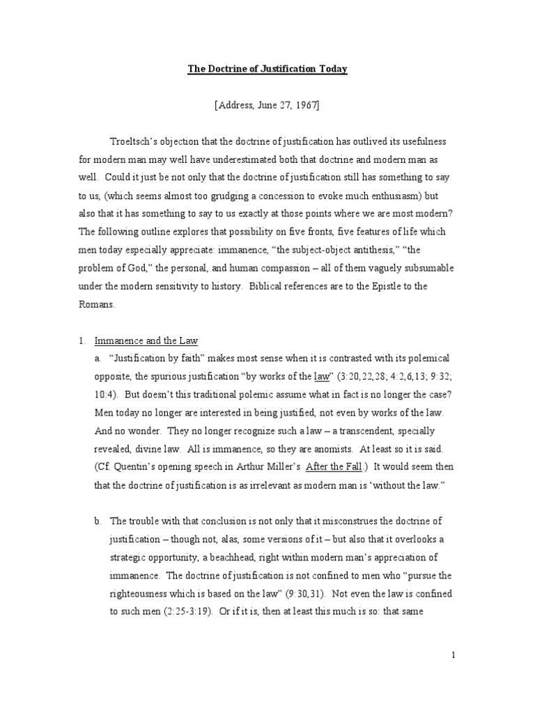 The Doctrine of Justification Today | PDF | Justification (Theology) | Faith