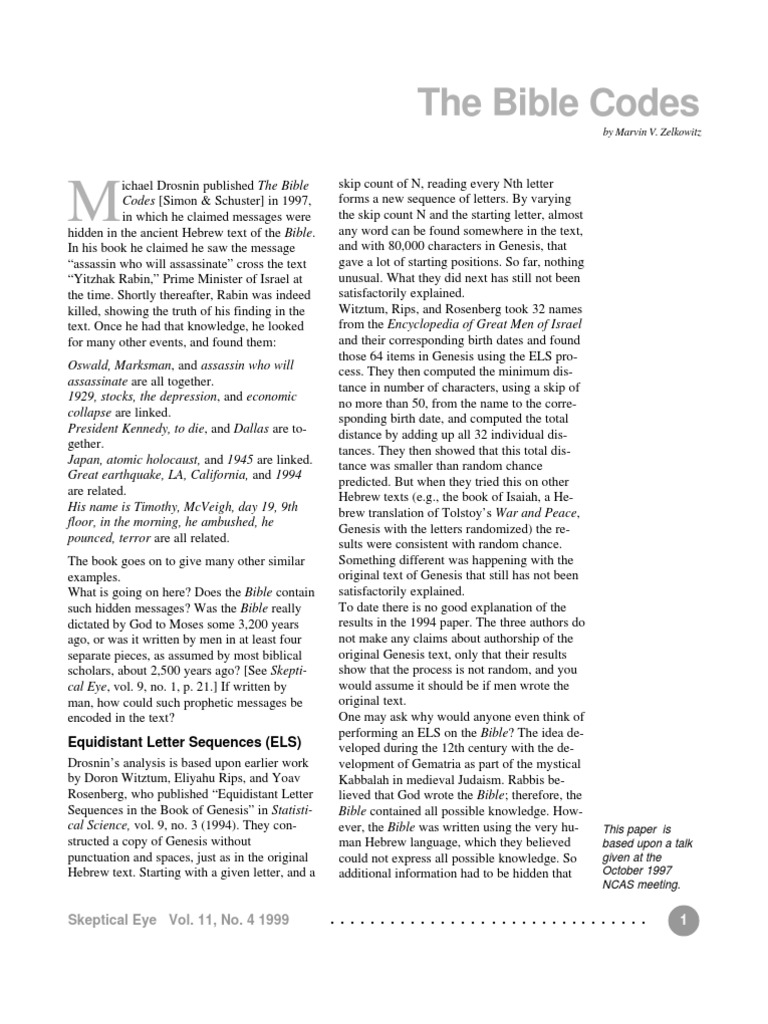Bible Code | PDF | Jewish Literature | Jewish Texts
