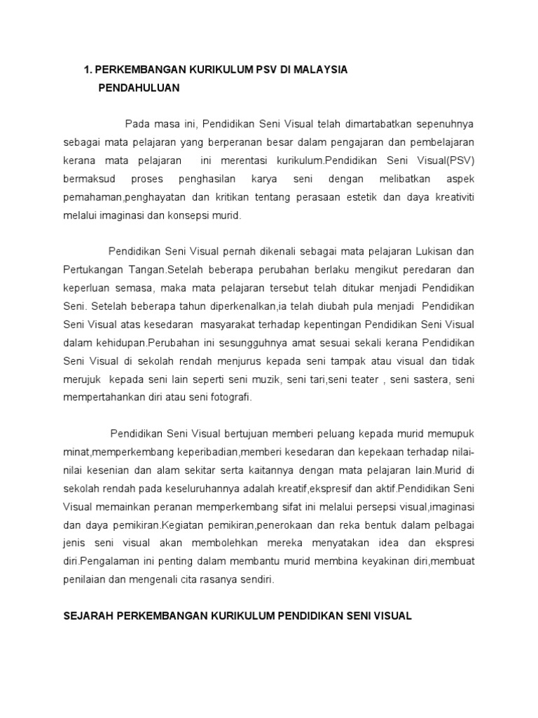 Kepentingan Seni Visual Dalam Pendidikan Di Malaysia | PDF