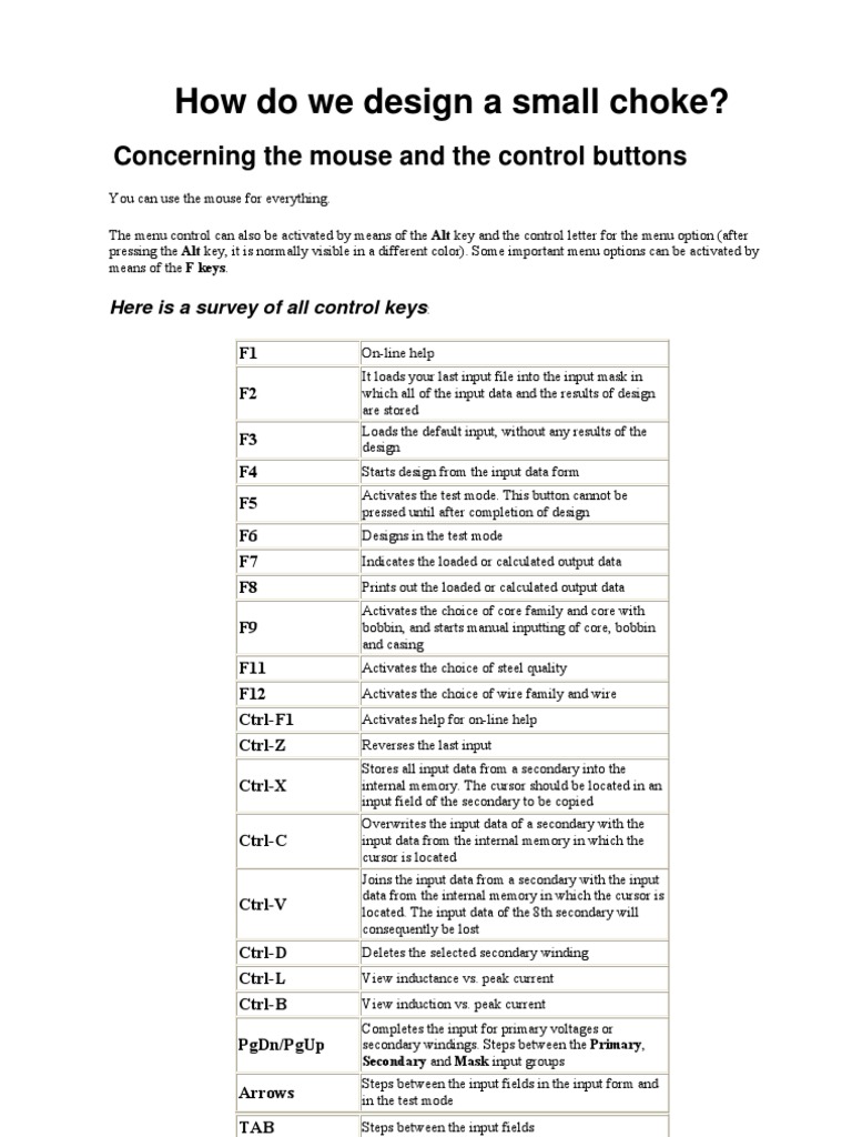 How Do We Design A Small Choke?: Concerning The Mouse and The Control ...