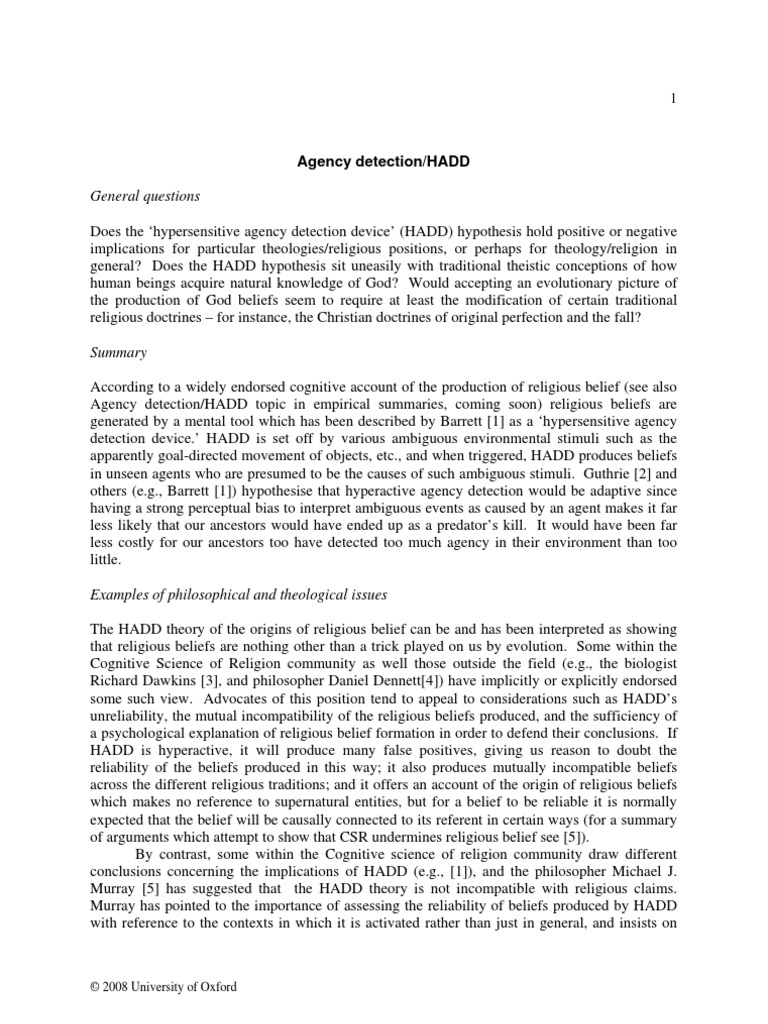 Agency Detection-HADD | PDF | Cognitive Science Of Religion | God
