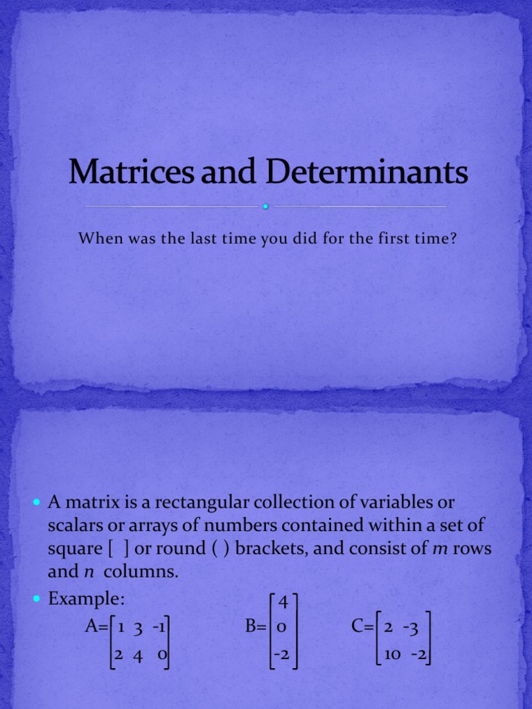 Matrices and Determinants | PDF | Matrix (Mathematics) | Determinant