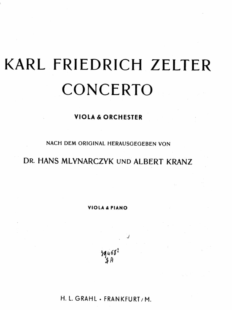 Carl Friedrich Zelter - Concerto For Viola and Orchestra - 1 | PDF