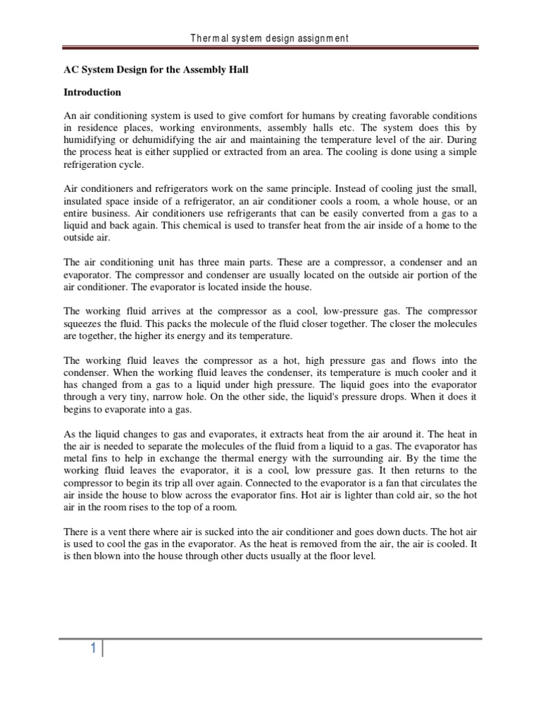 AC System Design For The Assembly Hall | PDF | Air Conditioning | Hvac