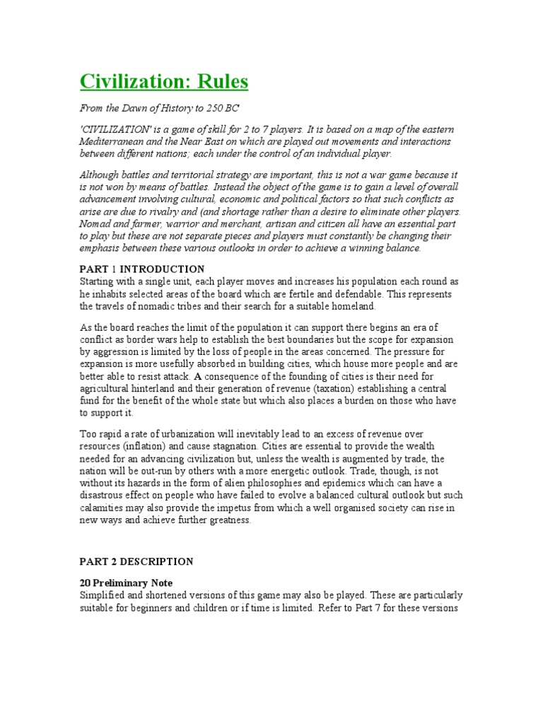 Civilization Rules | PDF | Civilization | Commodity