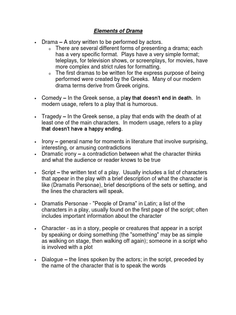 Elements of Drama | PDF | Screenplay | Monologue