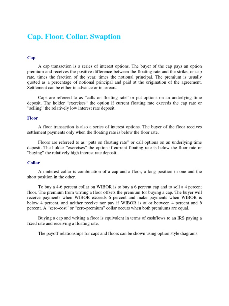 Caps, Floors, Swap | PDF | Swap (Finance) | Option (Finance)