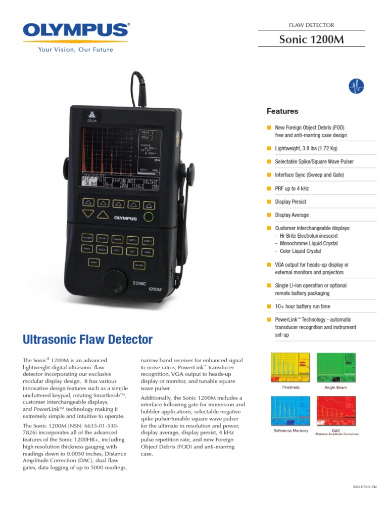 Ultrasonic Flaw Detector: Sonic 1200M | PDF | Computer Monitor | Amplitude