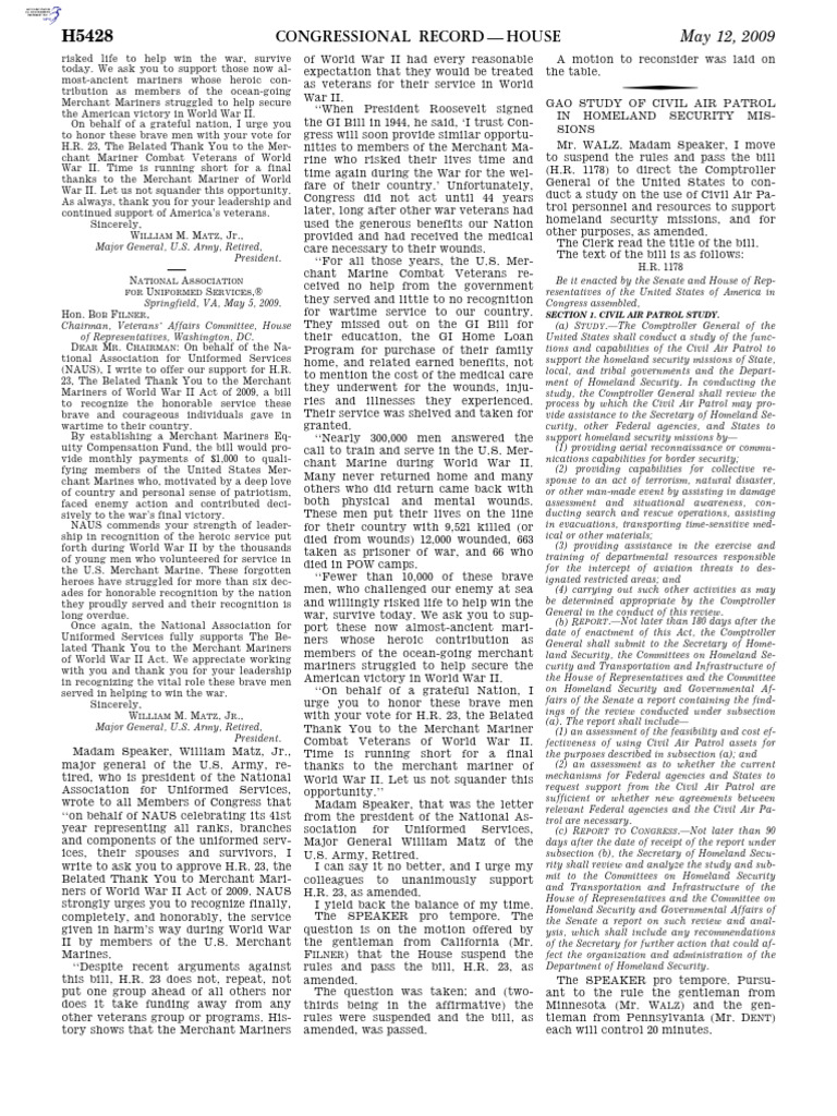 Homeland Security Bill - 12 May 2009 | PDF | United States House Of ...