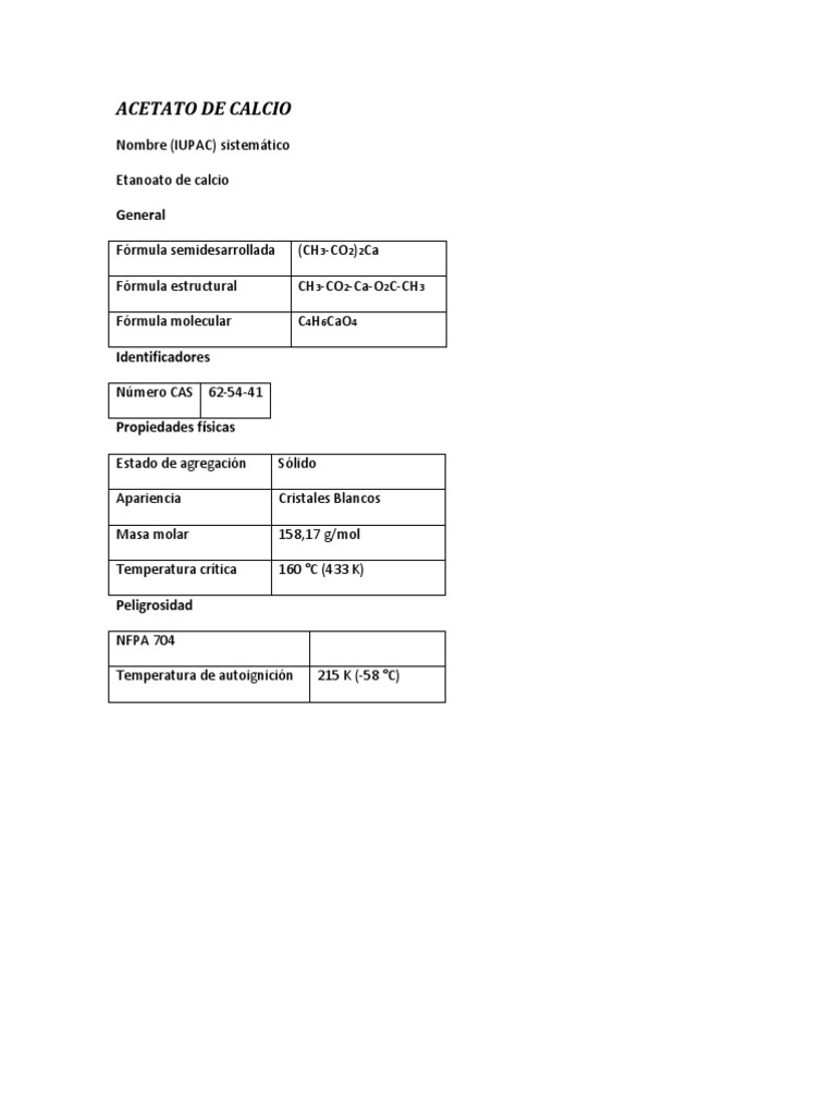 Acetato de Calcio | Descargar gratis PDF | Farmacología | Medicina