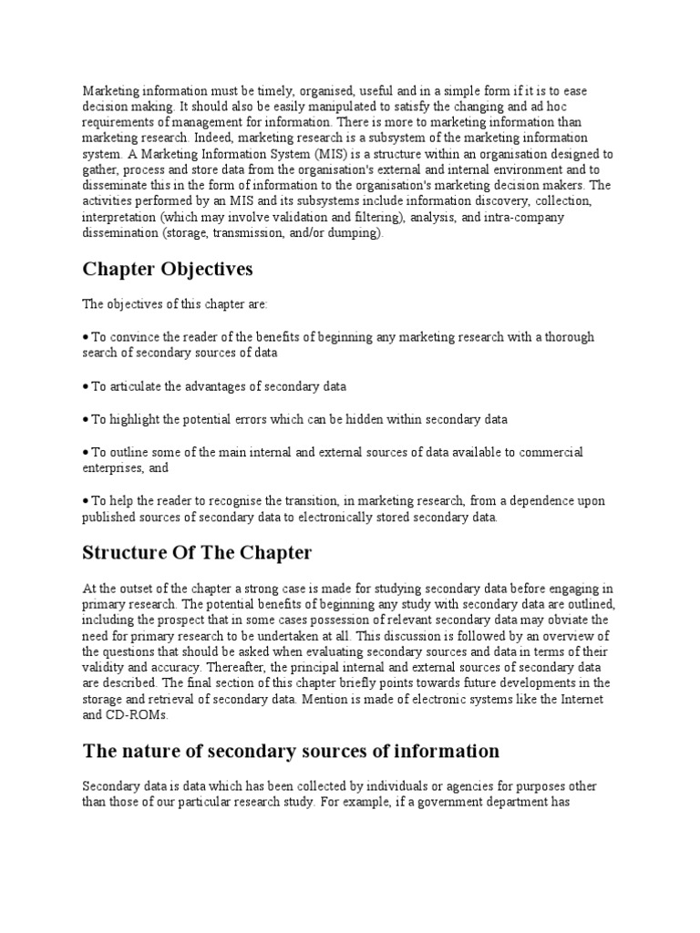 Chapter Objectives | PDF | Marketing Research | Accuracy And Precision