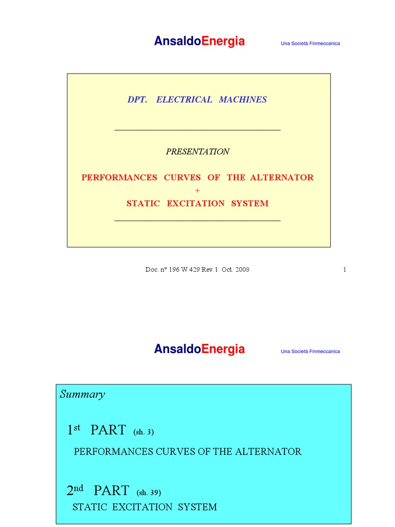 9-Generator Performance Curves and Static Exciation | PDF