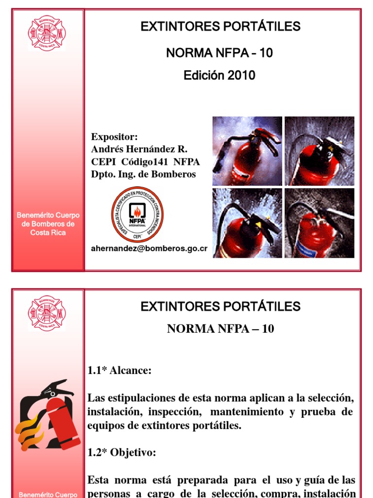 Nfpa 10 2010 | PDF | Servicios de emergencia | Incendios