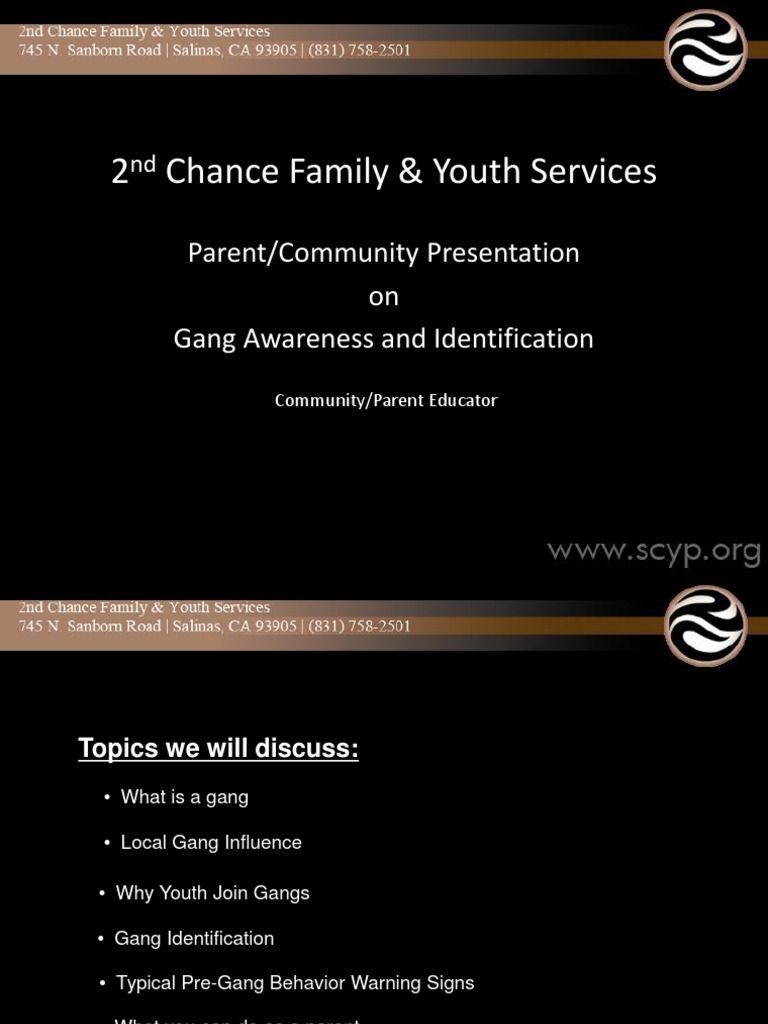 2 Chance Family & Youth Services: Parent/Community Presentation On Gang ...