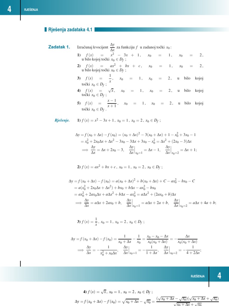 Matematika Derivacije (Rijesena Zbirka) | PDF