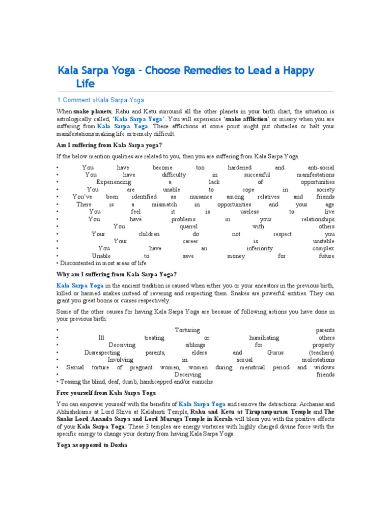 Kaal Sarp Yog | Download Free PDF | Religion And Belief