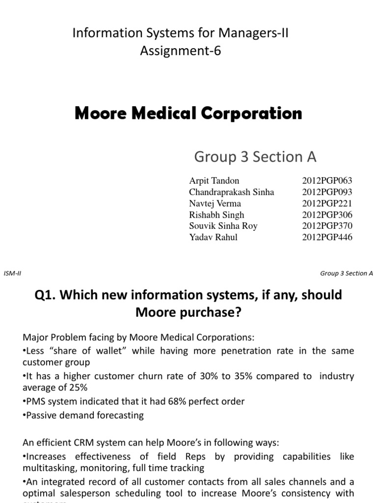 Moore Medical Corporation | PDF | Sales | Customer Relationship Management