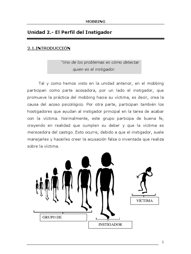 Unidad 2. - El Perfil Del Instigador | PDF | Intimidación | Narcisismo
