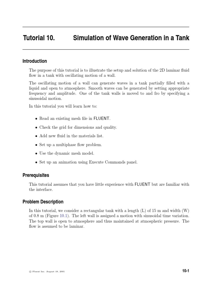 Fluent Wave Tutorial | PDF | Pressure | Simulation