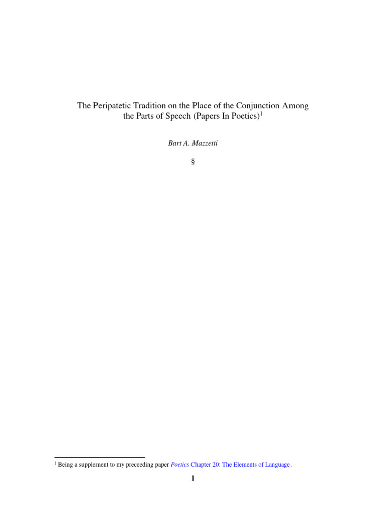 The Peripatetic Tradition On The Place of The Conjunction Among The ...