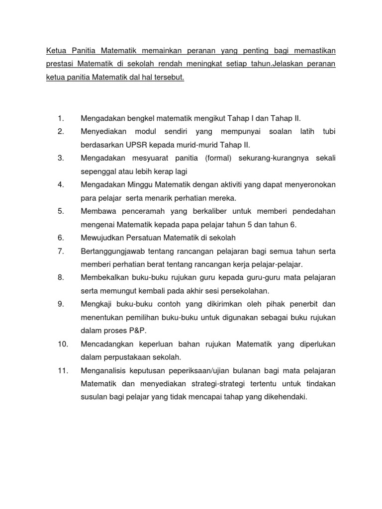 Peranan Ketua Panitia | PDF