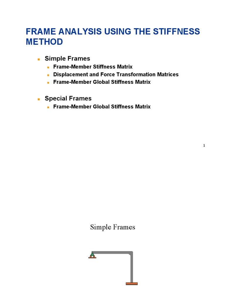 Frame Analysis with Stiffness Method | PDF