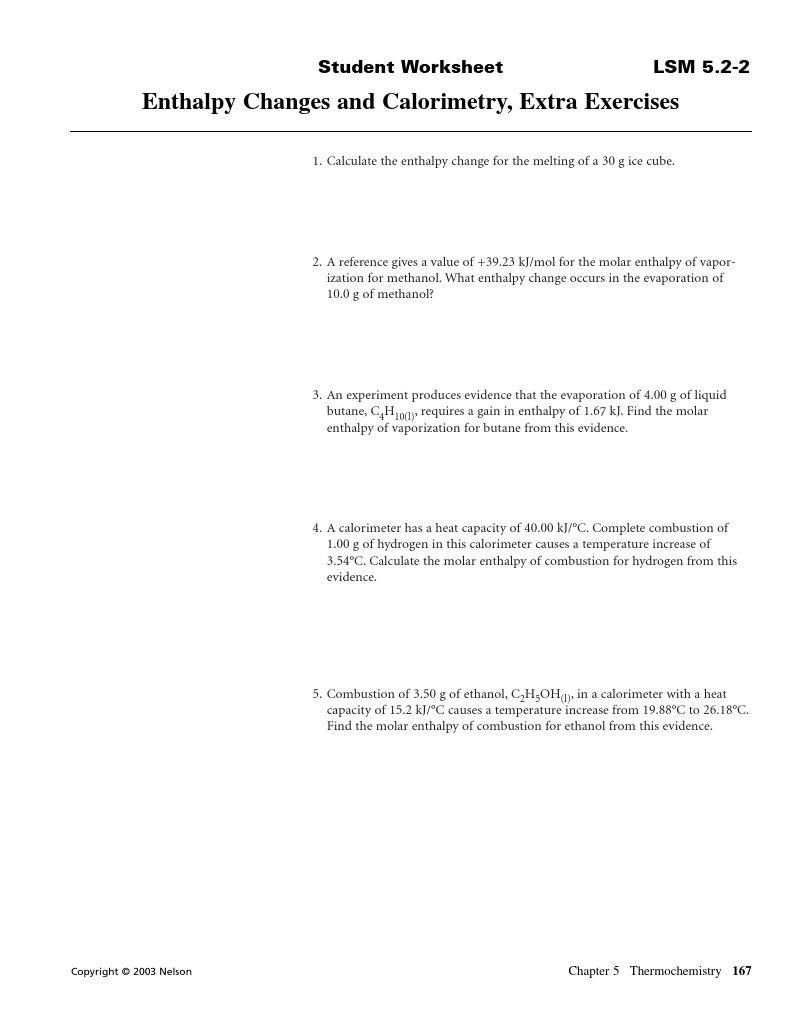 Enthalpy Changes Extra Practice | PDF | Evaporation | Enthalpy