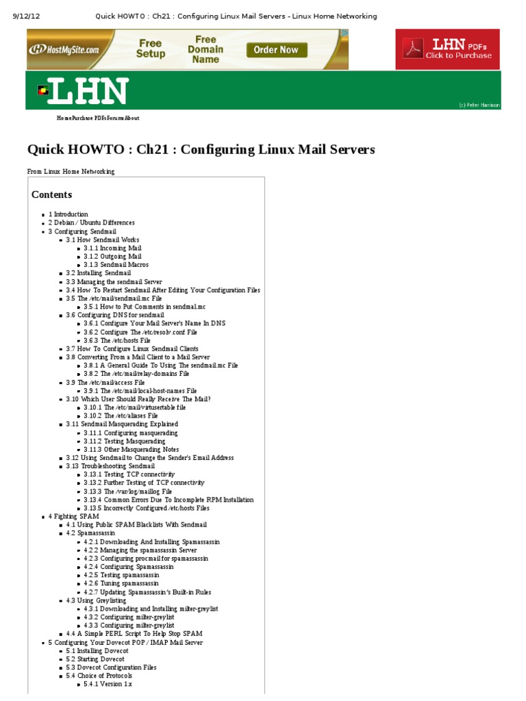 Configuring Linux Mail Servers: A Guide to Setting Up Sendmail and Dovecot for Email Services ...