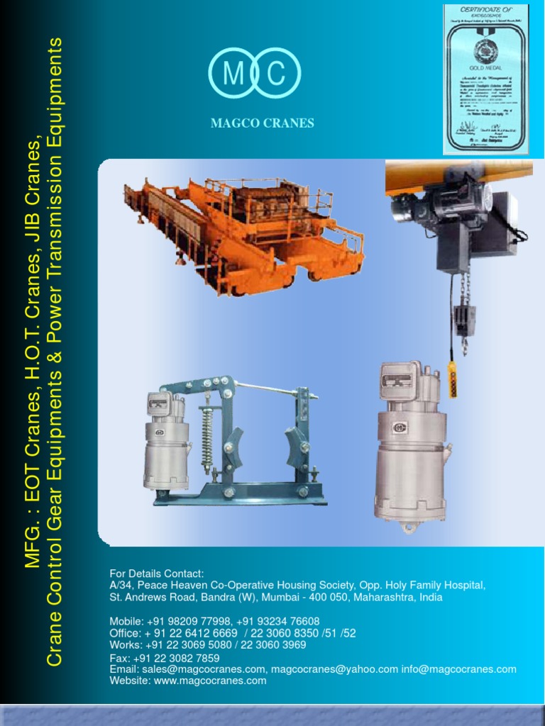 Magco - Catalog | PDF | Crane (Machine) | Transmission (Mechanics)