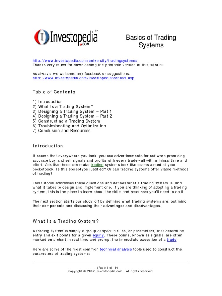 Basics of Trading Systems | PDF | Business