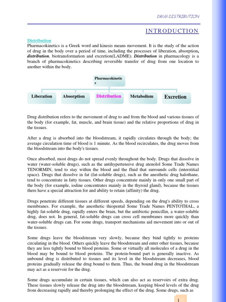 Drug Distribution in Pharmacokinetics | PDF | Capillary | Anatomy