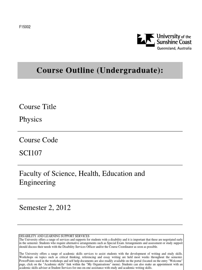 Physics Course Outline | PDF | Force | Momentum