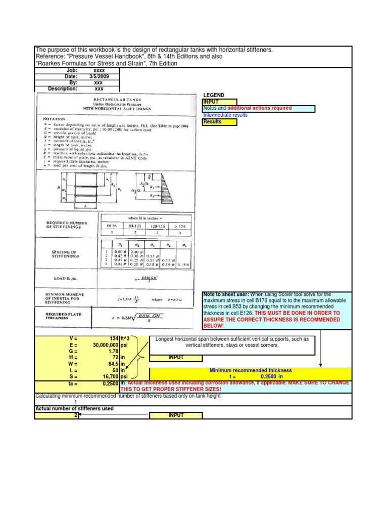Rect Tank Design Horz Stiff - 1 | PDF | Inch | Stress (Mechanics)