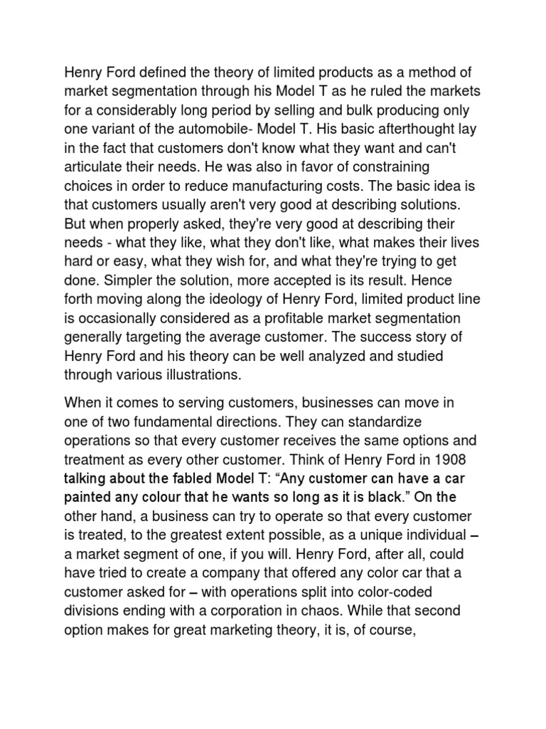 Henry Ford's Model of Mass Production | PDF | Apple Inc. | Market ...