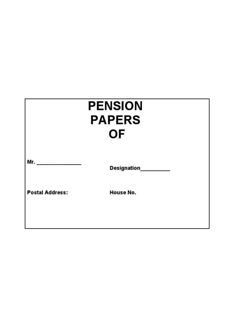 Pension Papers Proforma | Gratuity | Pension