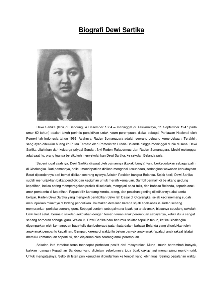 Biografi Dewi Sartika | PDF