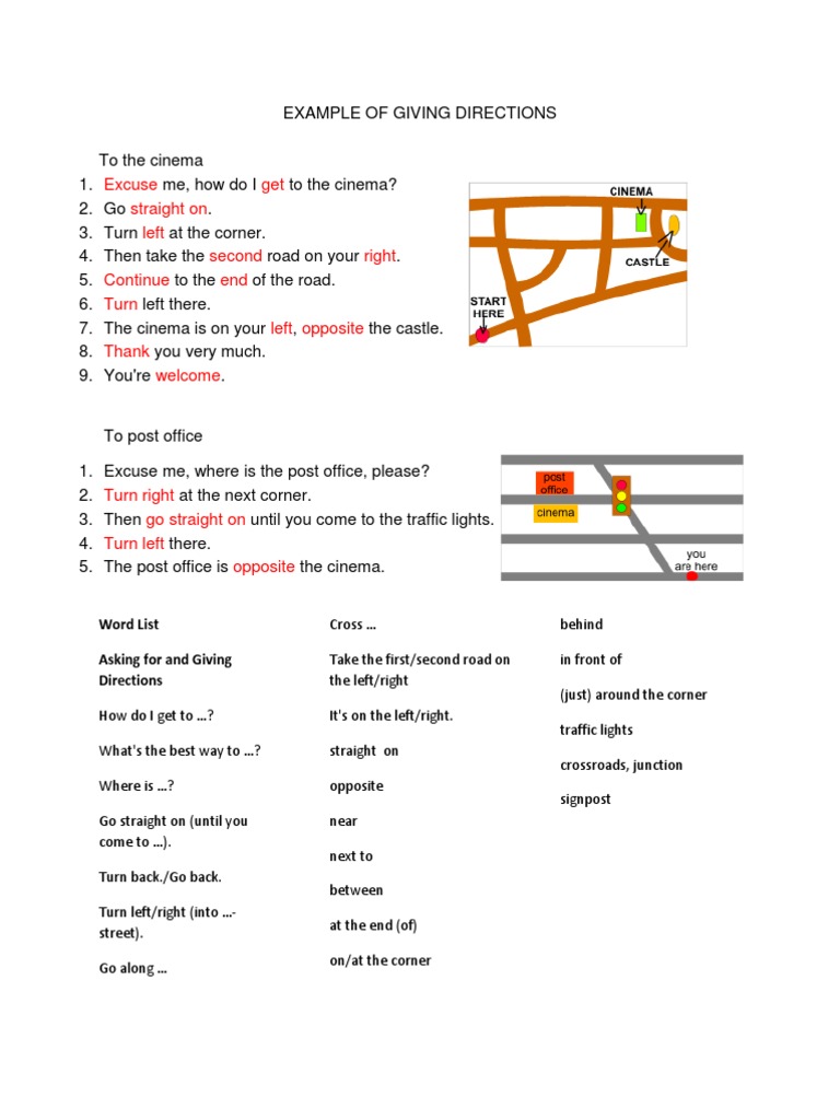 Example of Giving Directions | PDF | Transportation Engineering | Driving