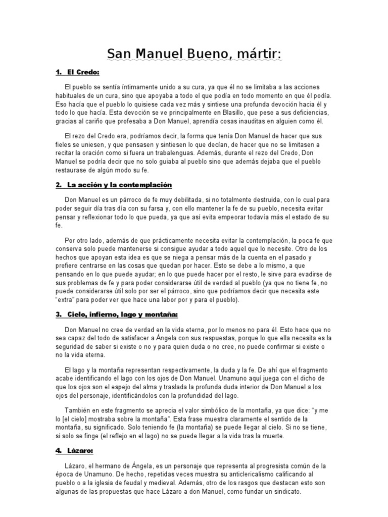 Análisis de "San Manuel Bueno, mártir" | PDF | Narración | Fe