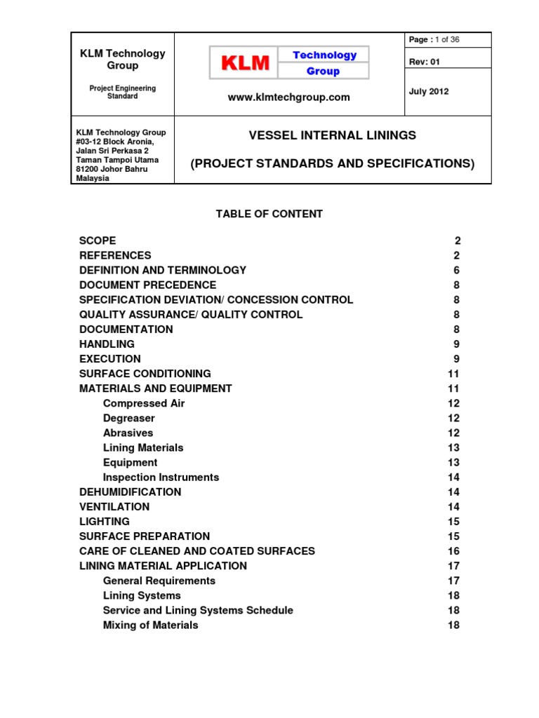Project Standards and Specifications Vessel Internal Lining Rev01web ...
