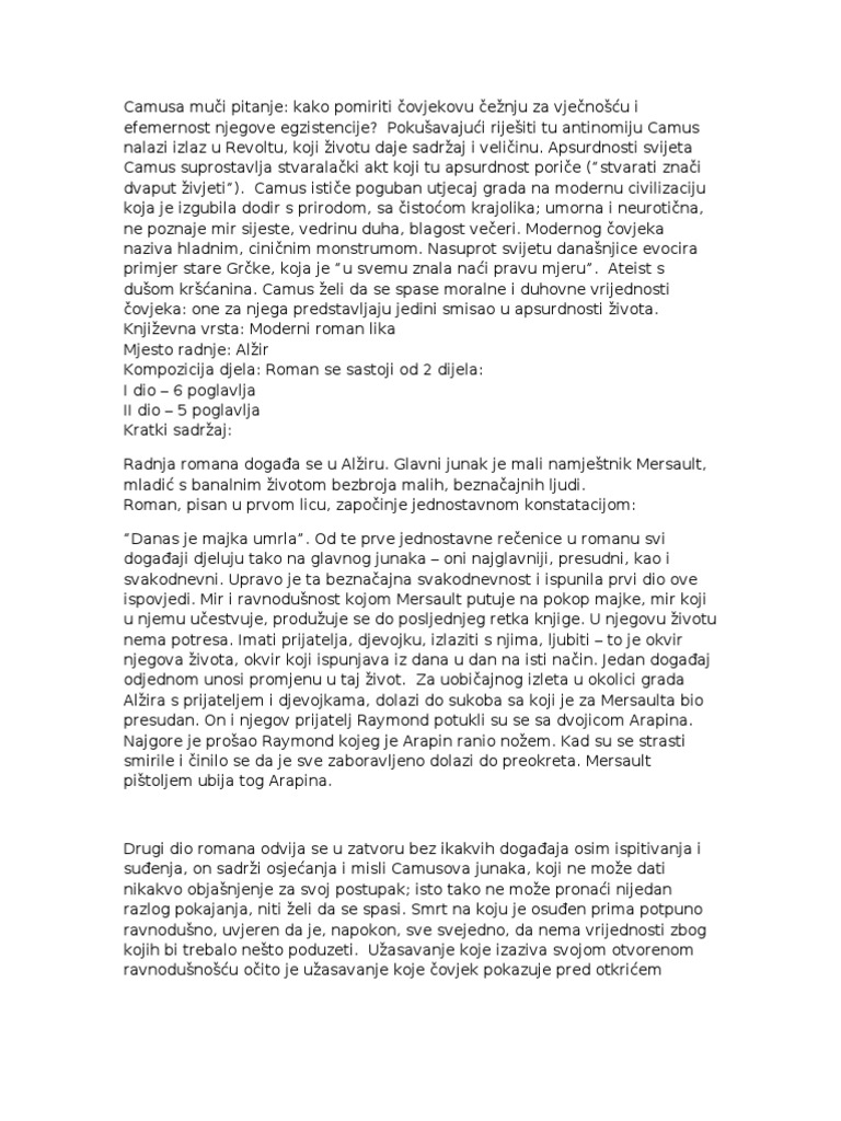 Albert Camus - Stranac Prepričano From Teen385 | PDF