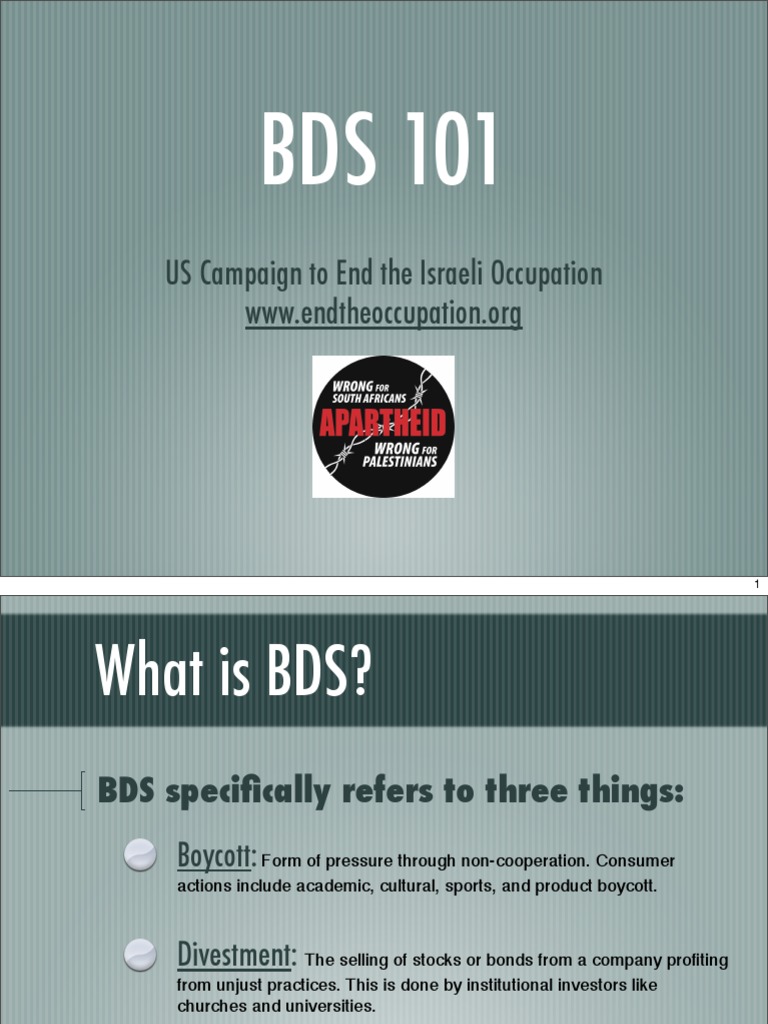 BDS Power Point Presentation | PDF | Boycott, Divestment And Sanctions ...