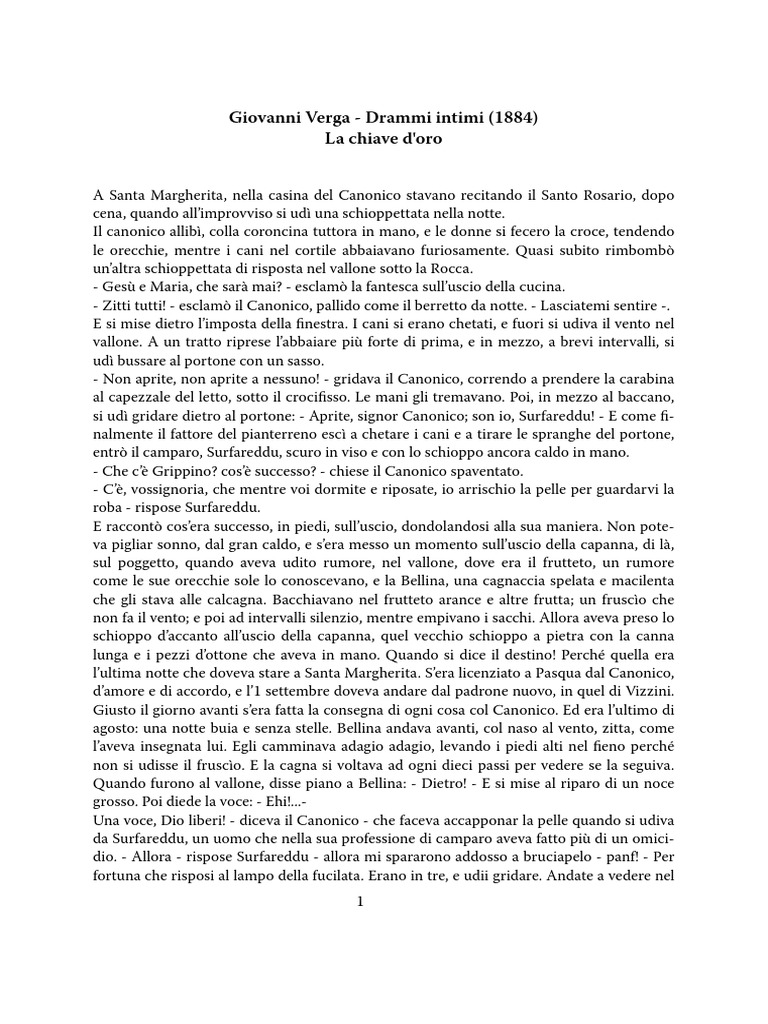 Verga - La Chiave D'oro | PDF Verga - La Chiave D'oro | PDF