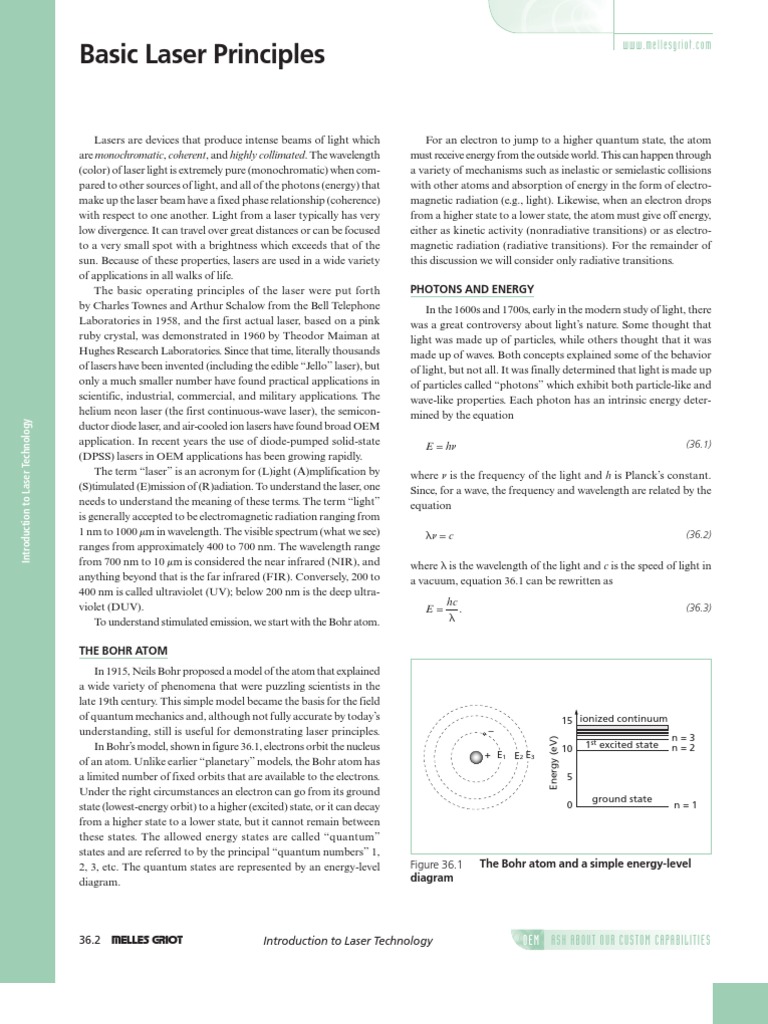 Basic Laser Principles Photons And Energy Pdf Laser Emission
