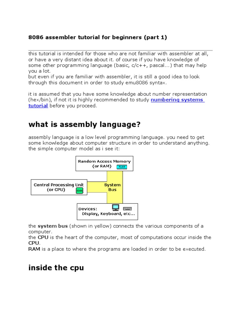 8086 Assembler Tutorial For Beginners | PDF