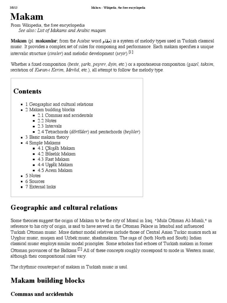 Makam - Islamic Music Theory | PDF | Music Theory | Elements Of Music