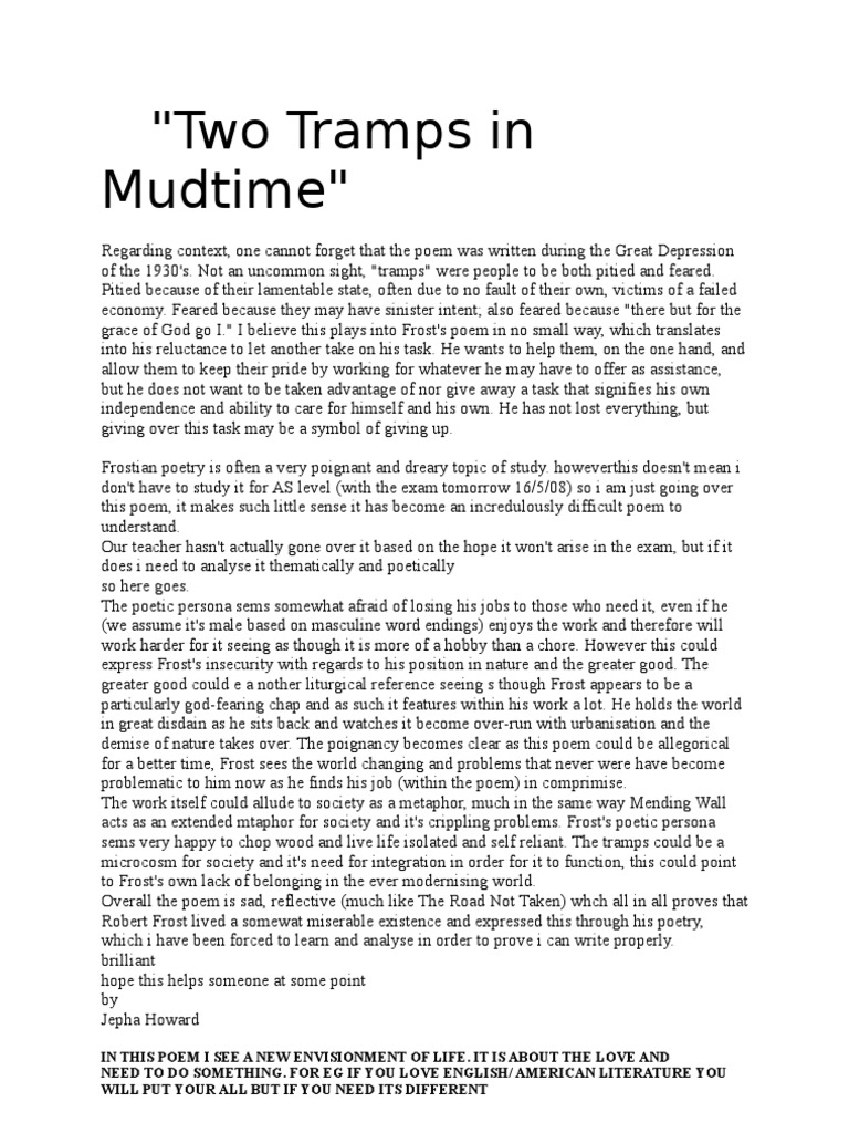 Two Tramps in Mudtime | PDF | Poetry