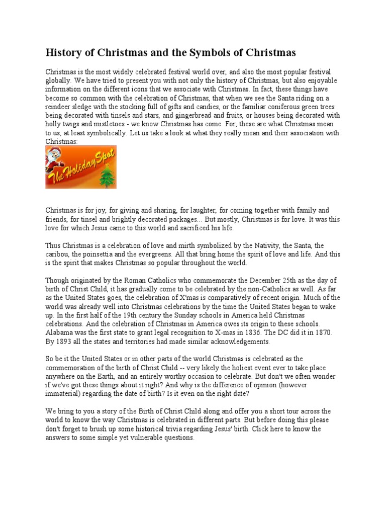History of Christmas and The Symbols of Christmas | Download Free PDF ...